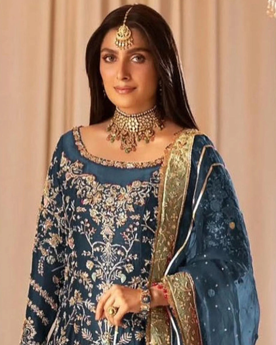 Tabya Tabeer Luxury Wedding Formal Hand Embellished Raw Silk 3 Piece D Fashion Flare