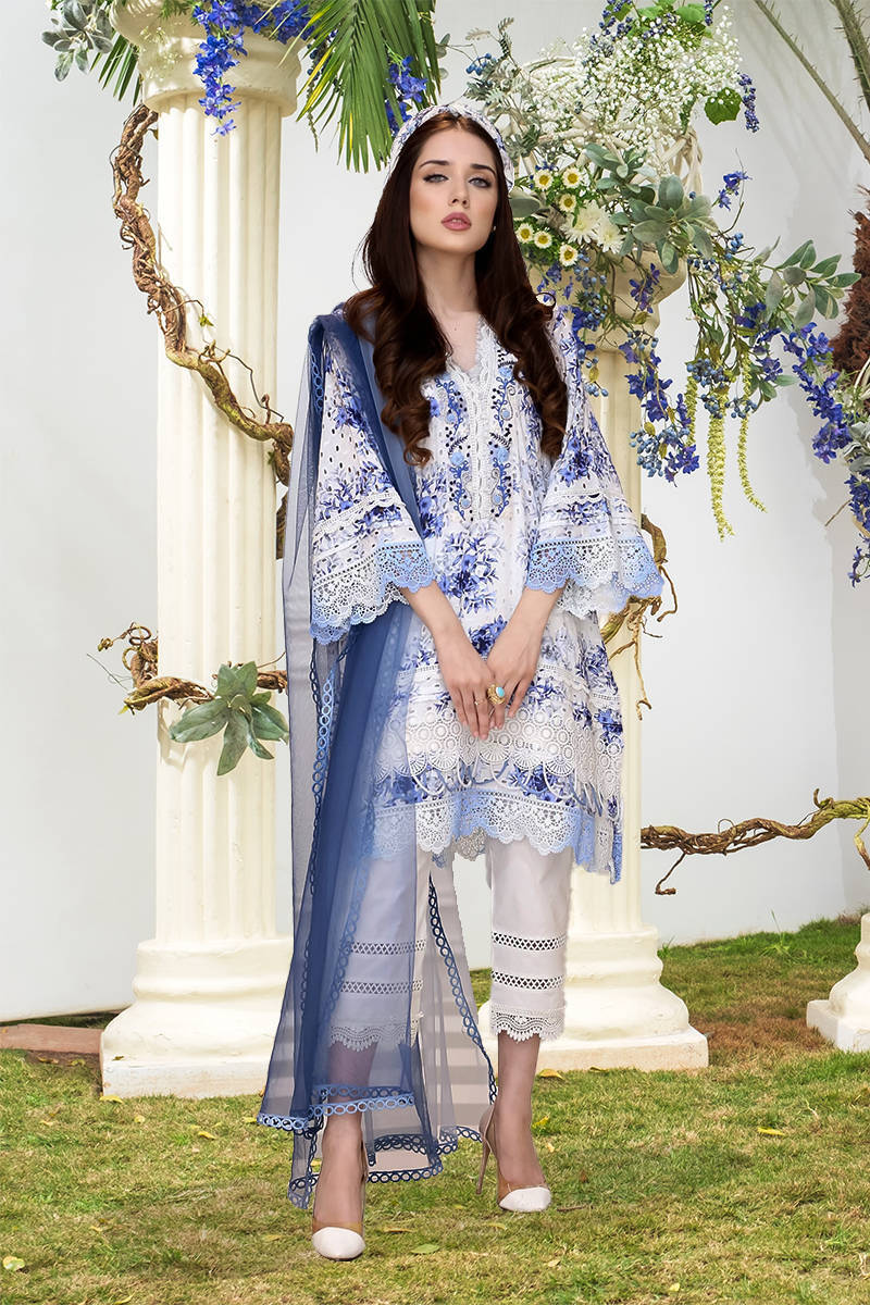 Farida Hasan BLUE ROSE - 3 PC Chikankari Lawn Dress - 10419 – Fashion Flare
