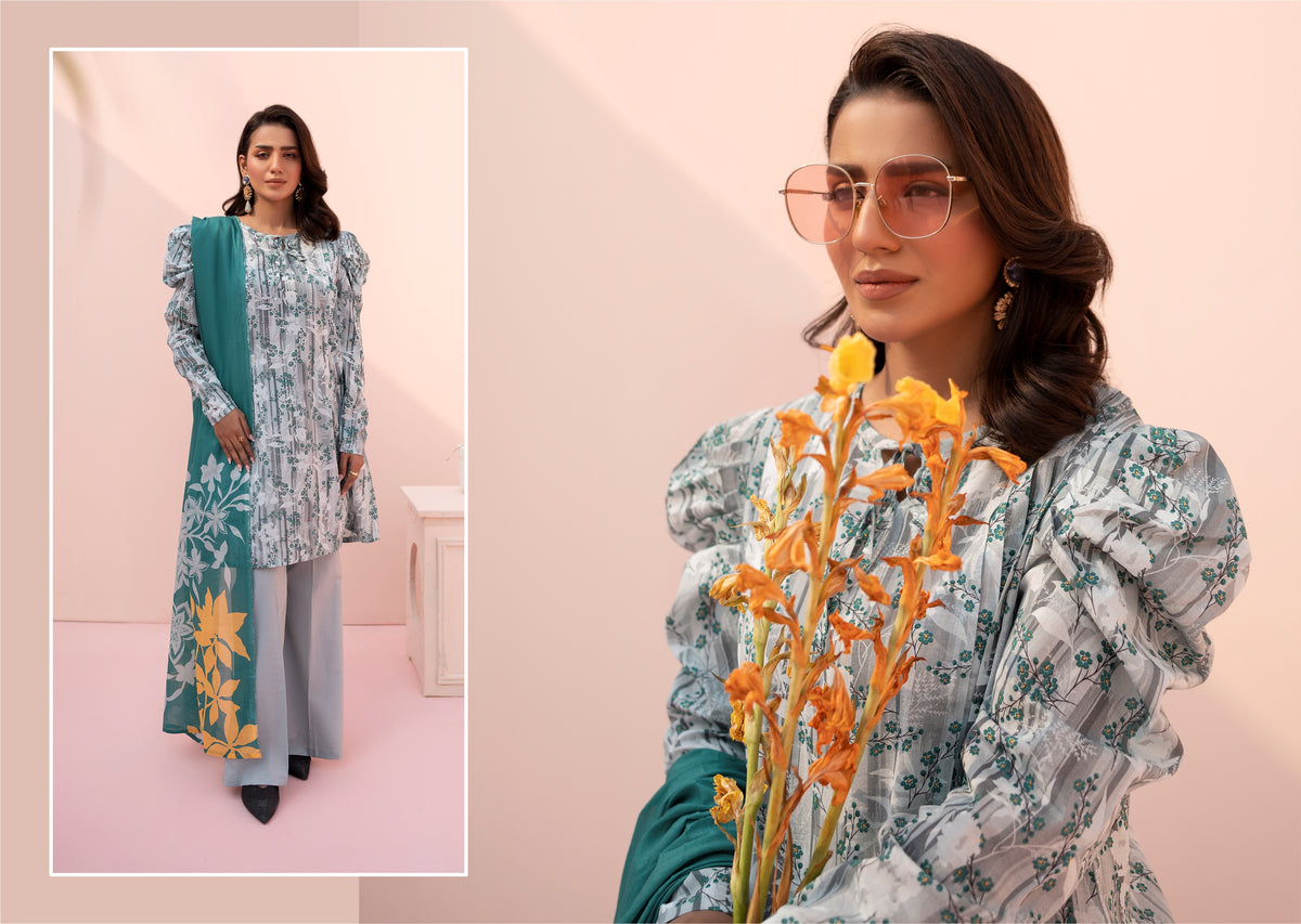 Original Factory Leftover Sana & Samia by LALA Digital Pure Lawn 3 Pie ...