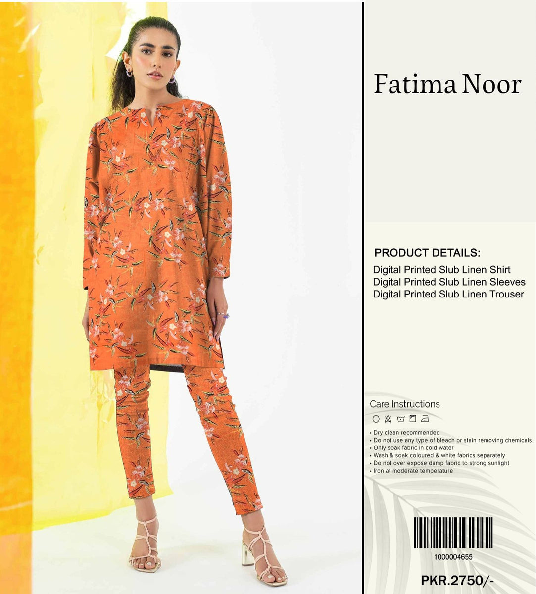 Original Fatima Noor Factory Leftover Co Ord Slub Linen 2 pc - 09324 ...