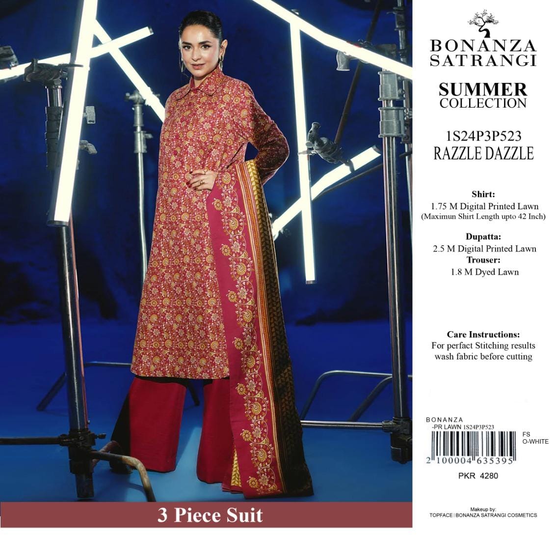 Bonanza Satrangi Digital Print Pure Lawn 3 Piece Dress - 0531 – Fashion ...