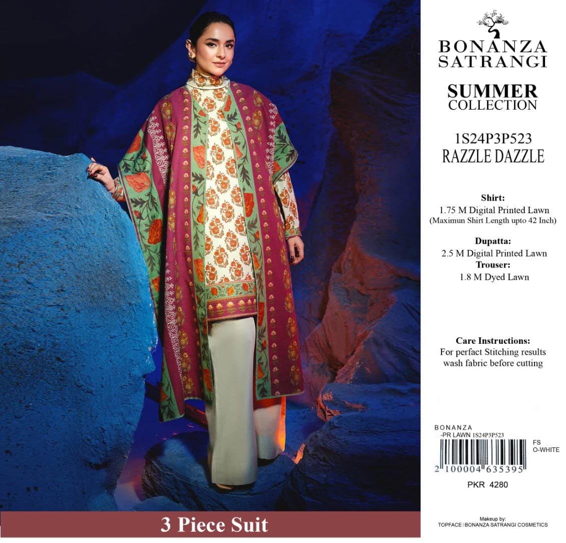Bonanza Satrangi Digital Print Pure Lawn 3 Piece Dress - 0537 – Fashion ...