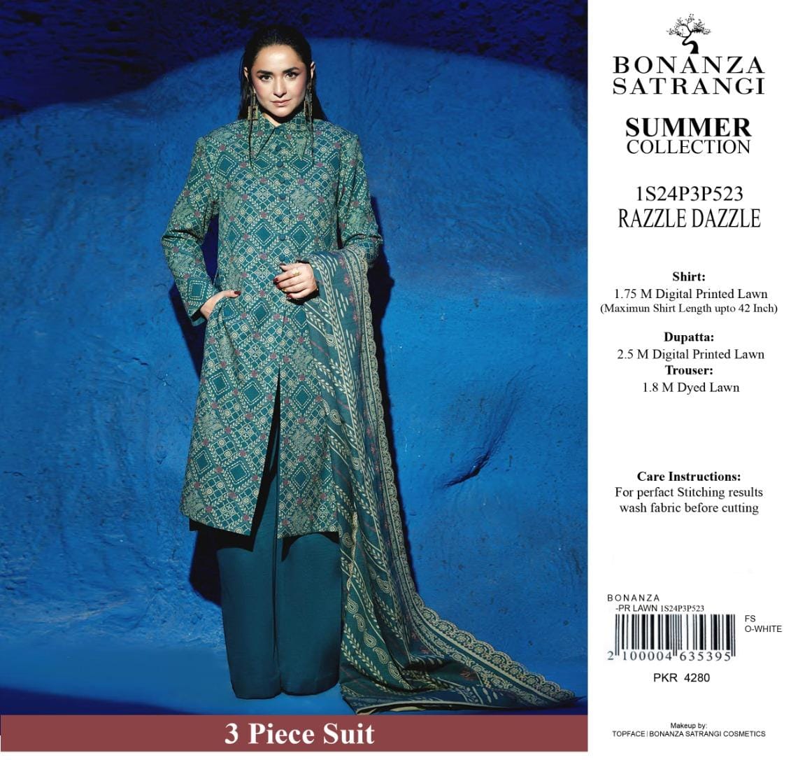 Bonanza Satrangi Digital Print Pure Lawn 3 Piece Dress - 0535 – Fashion ...