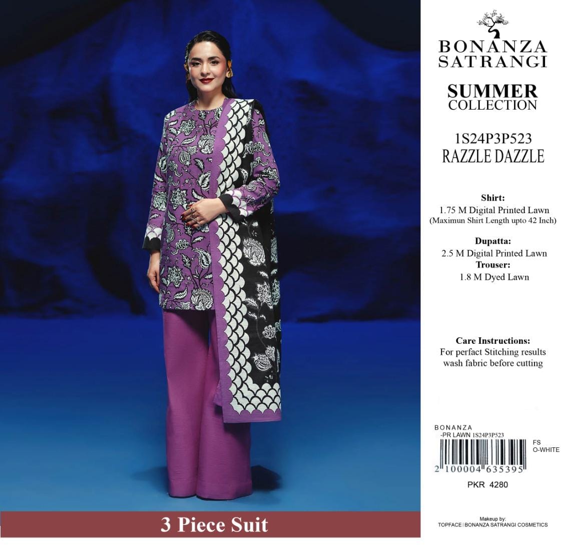 Bonanza Satrangi Digital Print Pure Lawn 3 Piece Dress - 0536 – Fashion ...
