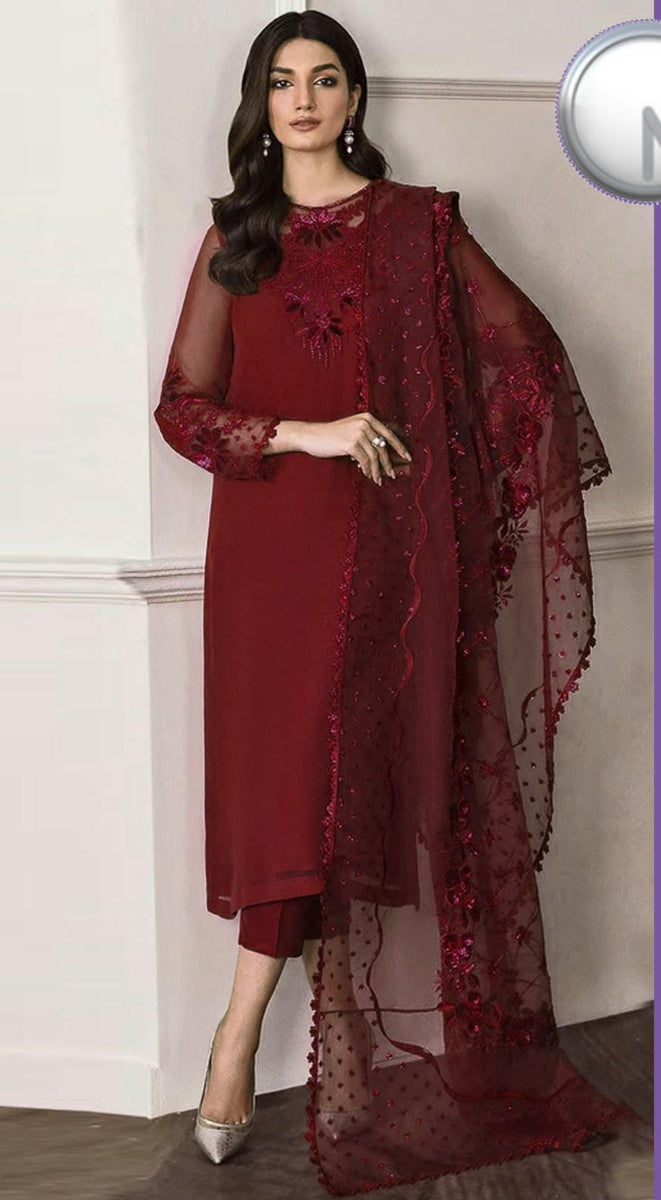 Baroque RED Chiffon 3 Piece - 11162 – Fashion Flare