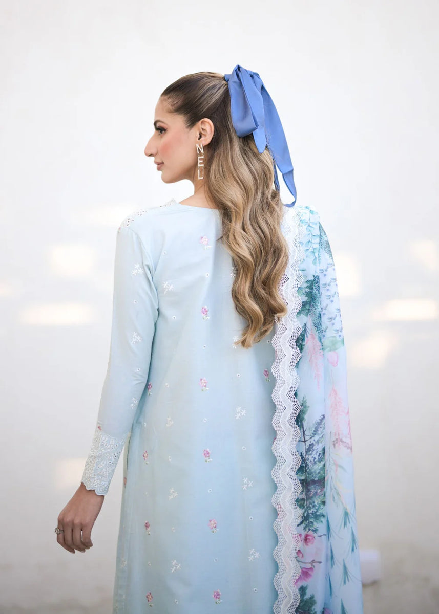 Zaib by Nimsay ICE BLUE Chickankari Luxury Embroidered 3 Piece Lawn Dr ...